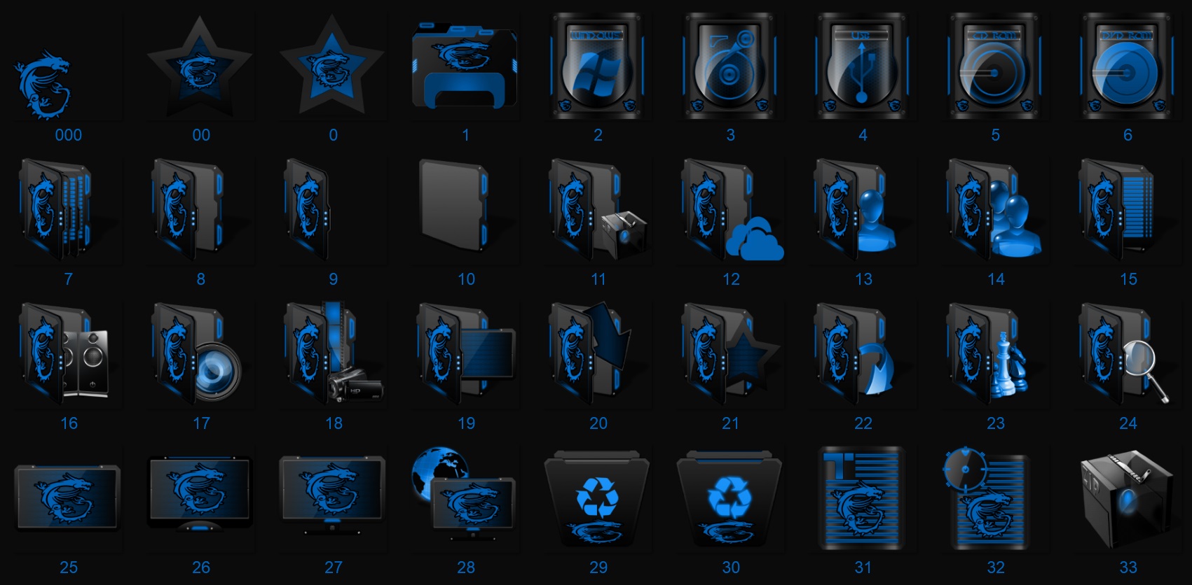 MSI Dragon Blue IconPack 7TSP – Icon Pack